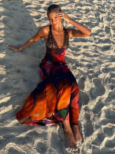 Floral Lace Rat Boa Similar Style Tie Dye Long Slip Dress Adjustable ...