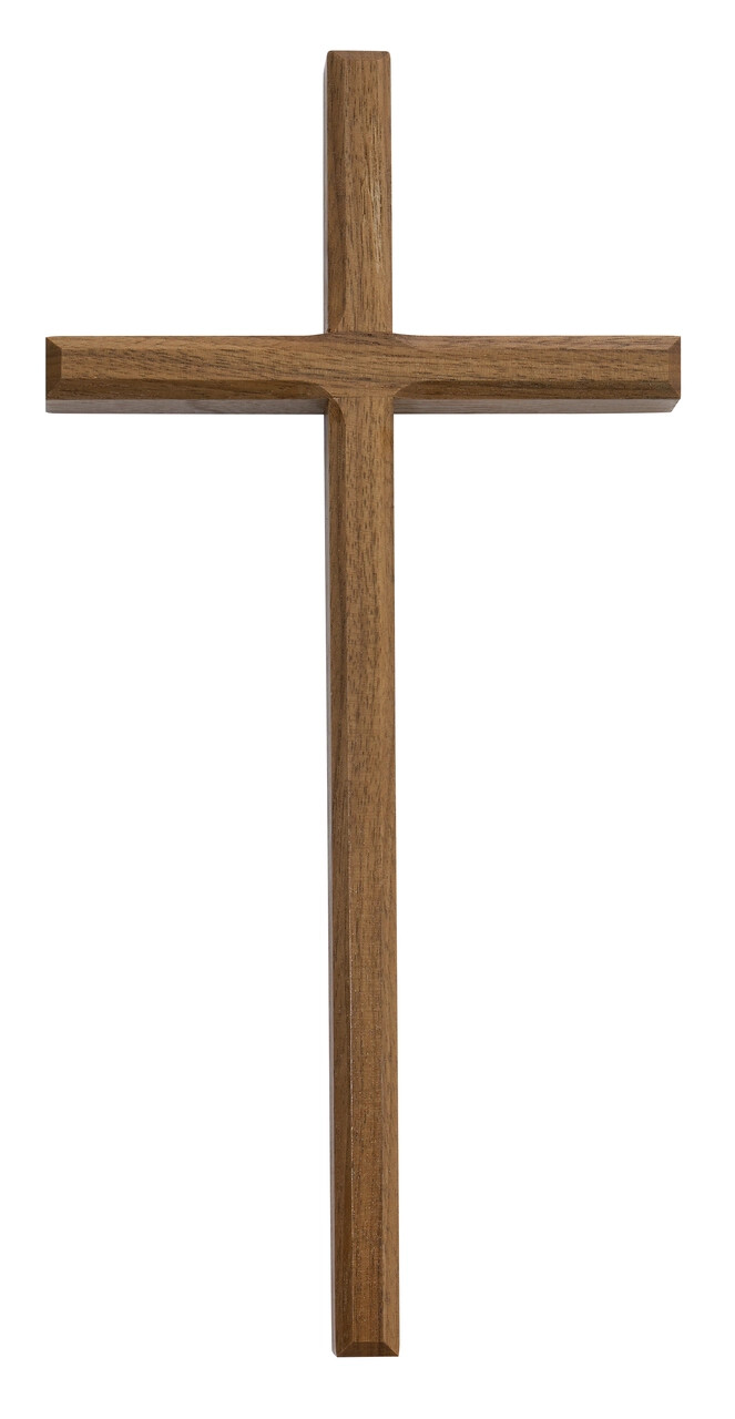 Beveled Edge Walnut Stained Wood Hanging Wall Cross for Home Decor,10 ...