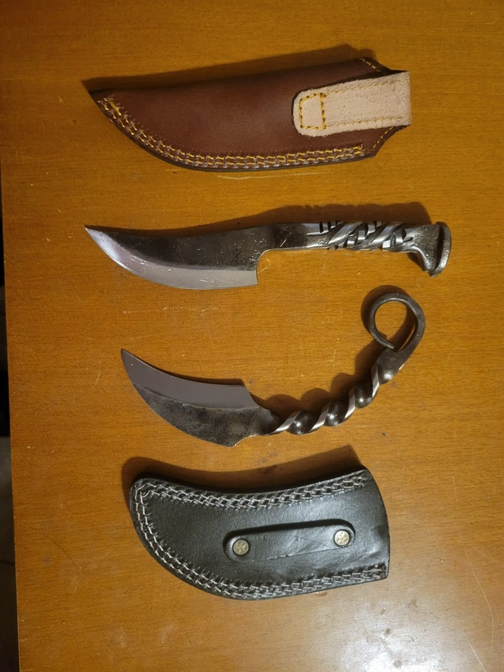 Hand Forged 8" RAILROAD SPIKE Karambit EDC & Hunting Knife With Sheaths ...