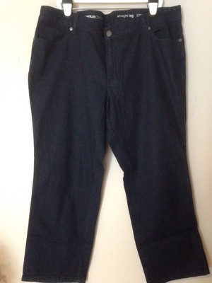 NWT WOMEN AVENUE DENIM BROADWAY STRAIGHT LEG DARK WASH JEANS 22P L28 | eBay