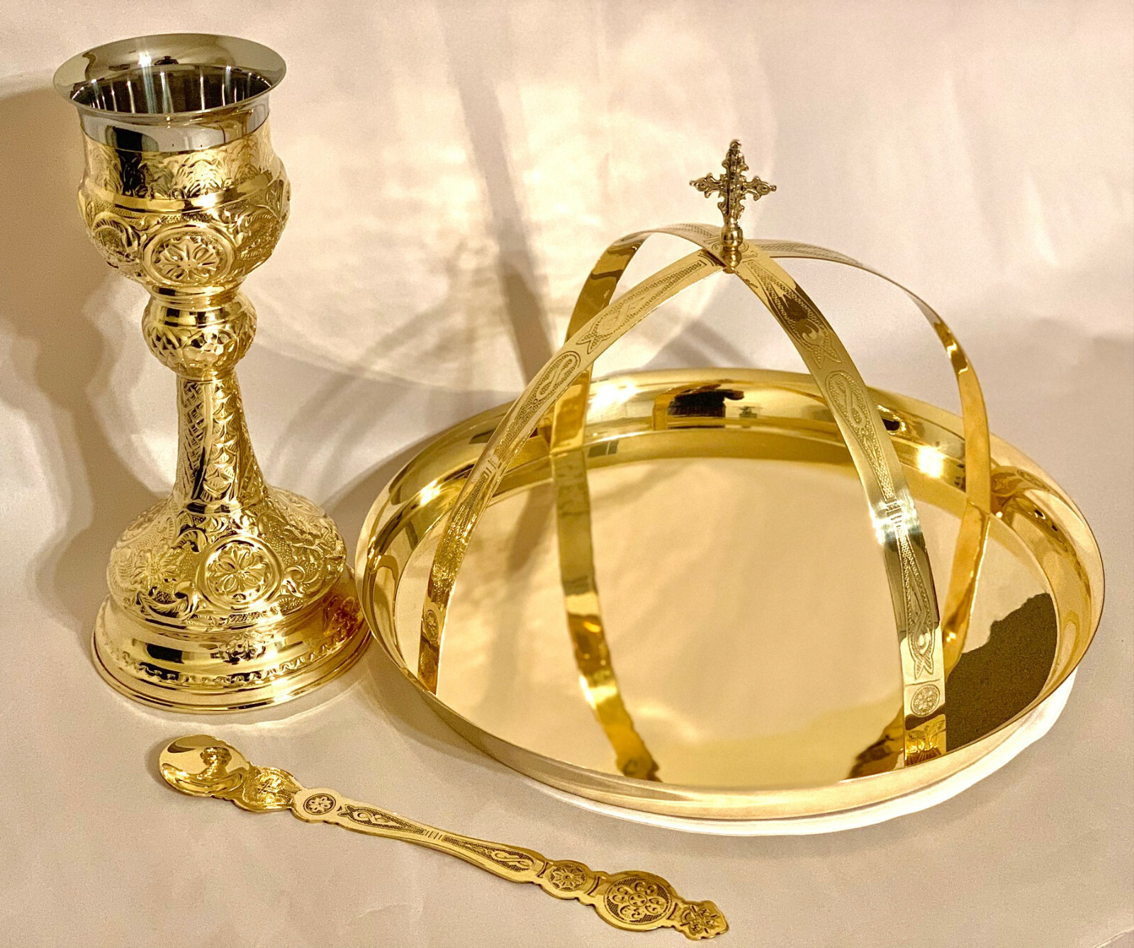 Coptic Chalice Set Communion Altar Gold Brass Ethiopian Orthodox Church ...