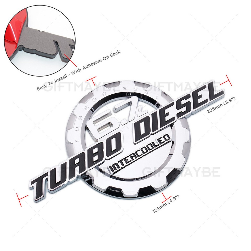 Chrome Black 6.7L Turbo Diesel Engine Motor Badge For Trunk Hood Door ...