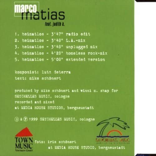 Matias,Marco Feat.Judi Heimatlos (5 versions, 1999, feat. Judit (CD ...