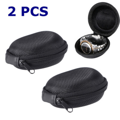 2 Pack Watch Travel Cases Single Watch Storage Boxes with Zipper for ...