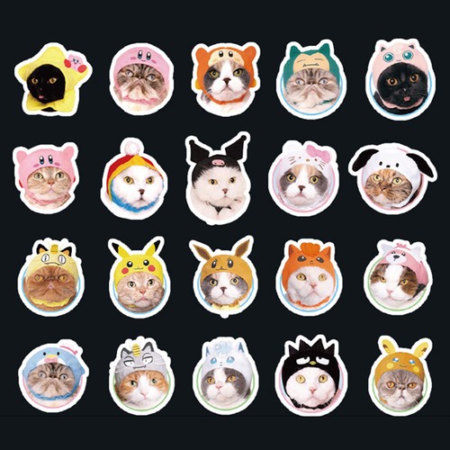 40 Pcs Cute Cat Stickers Kitty Sticker Waterproof Cats Decals Funny ...