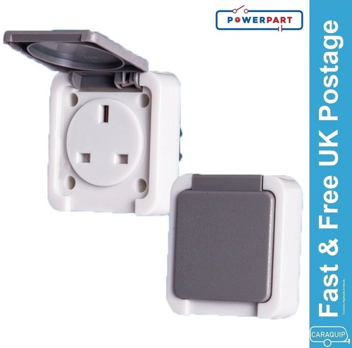 Grey Mains External Socket Outlet c/w Flap 13A 230v Caravan Motorhome ...