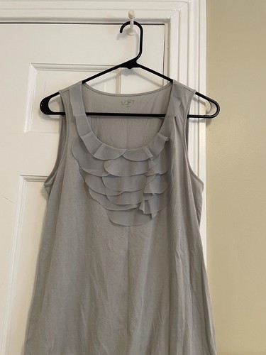 Loft Sleeveless Grey Top With Ruffles Size Small | eBay