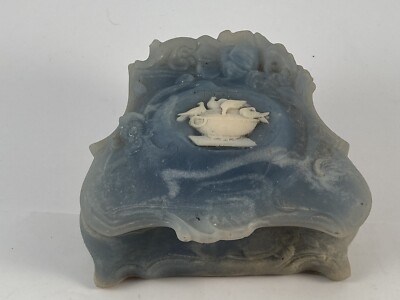 VINTAGE GENUINE INCOLAY STONE RING BOX TRINKET BOX W PEACE DOVES ...