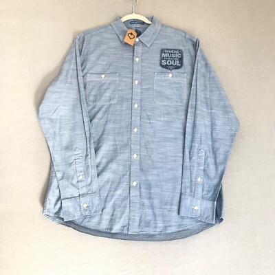 Port Authority House of Blues Mens Blue Button Front Long Sleeve Shirt ...