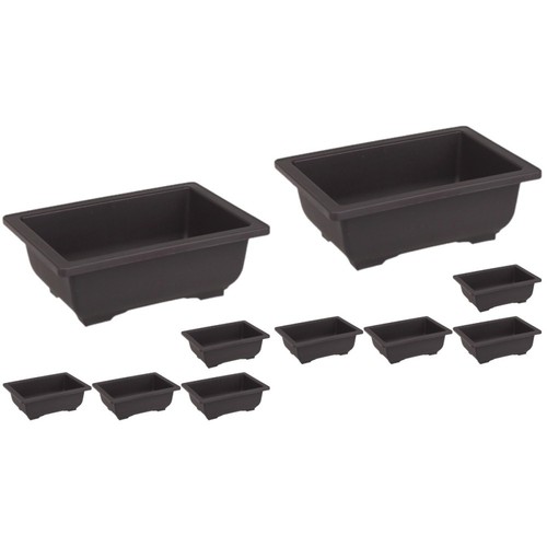Set of 2 Rectangular Flower Pot Home Bonsai Succulent Planter Indoor ...