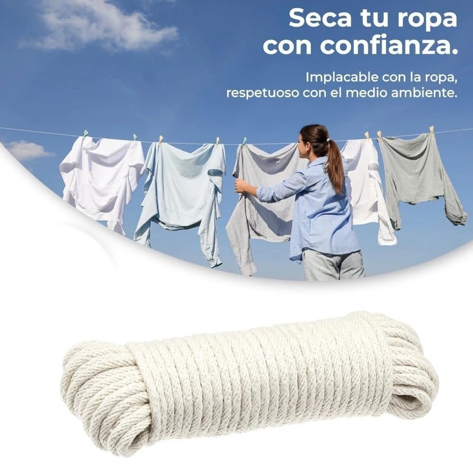 Heavy Duty Cotton Rope Washing Line Natural Braided Twisted Sash Cord ...