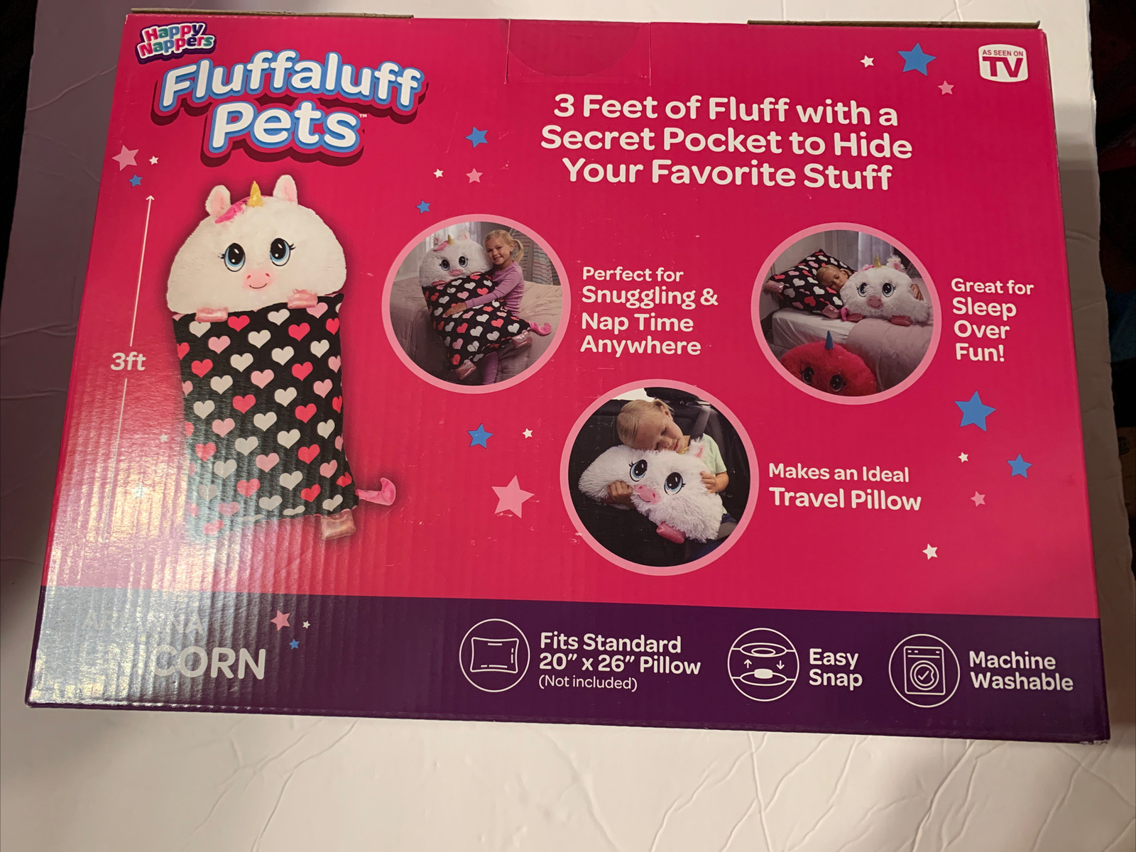 Buy Happy Nappers Fluffaluff Pets Arianna Unicorn 3 Foot Play Pillow As ...