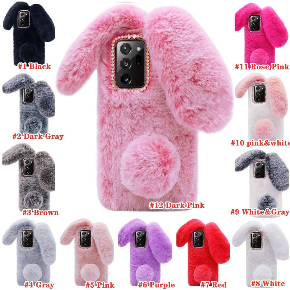 For Google Samsung Soft Phone Case Cute Bunny Rabbit Fur Plush Fuzzy ...