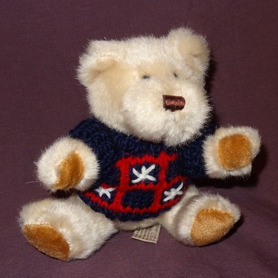Tan Teddy Bear Blue Red Star Sweater Plush Stuffed Animal Toy 5" Hugfun ...