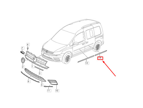 VW CADDY 2K REAR RIGHT DOOR PROTECTIVE STRIP 2K5853536J9B9 NO DUTY TO ...