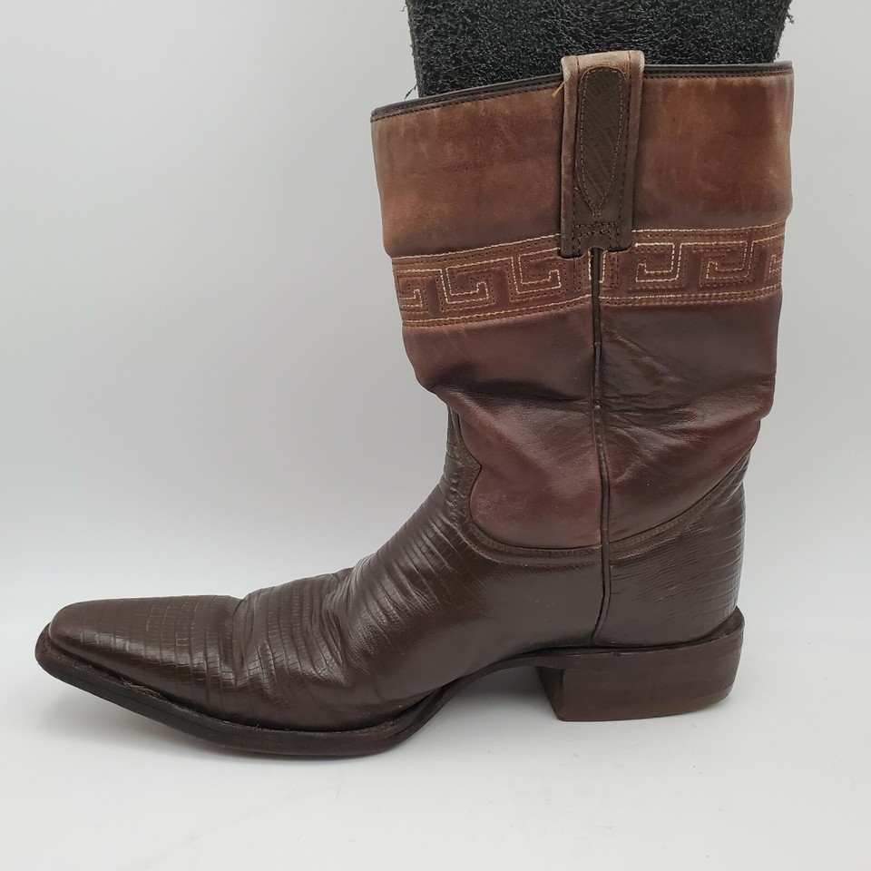 Rudel Western Cowboy Brown Pig Skin Leather Boots Mens Size 7 EE | eBay