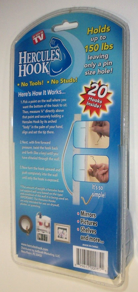 Billy Mays HERCULES HOOK 20 Drywall Hangers Bonus Free Laser Level New ...