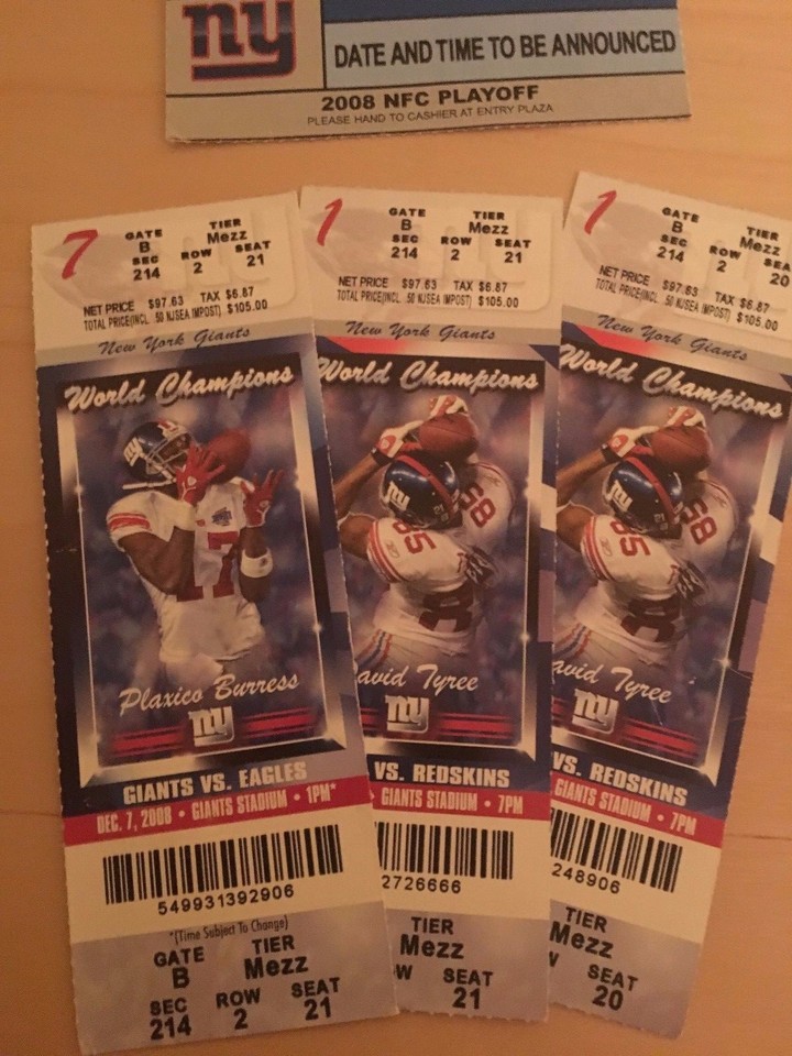 2008 NFL New York Giants Unused Playoff Tickets | eBay