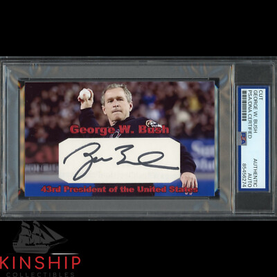 President George W Bush signed Cut 3x5 Custom Card PSA DNA Slab Auto ...