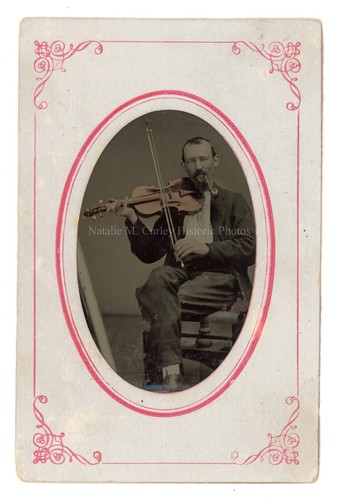 1890s Violin Fiddle Player w/ Pipe Tintype Photo | eBay