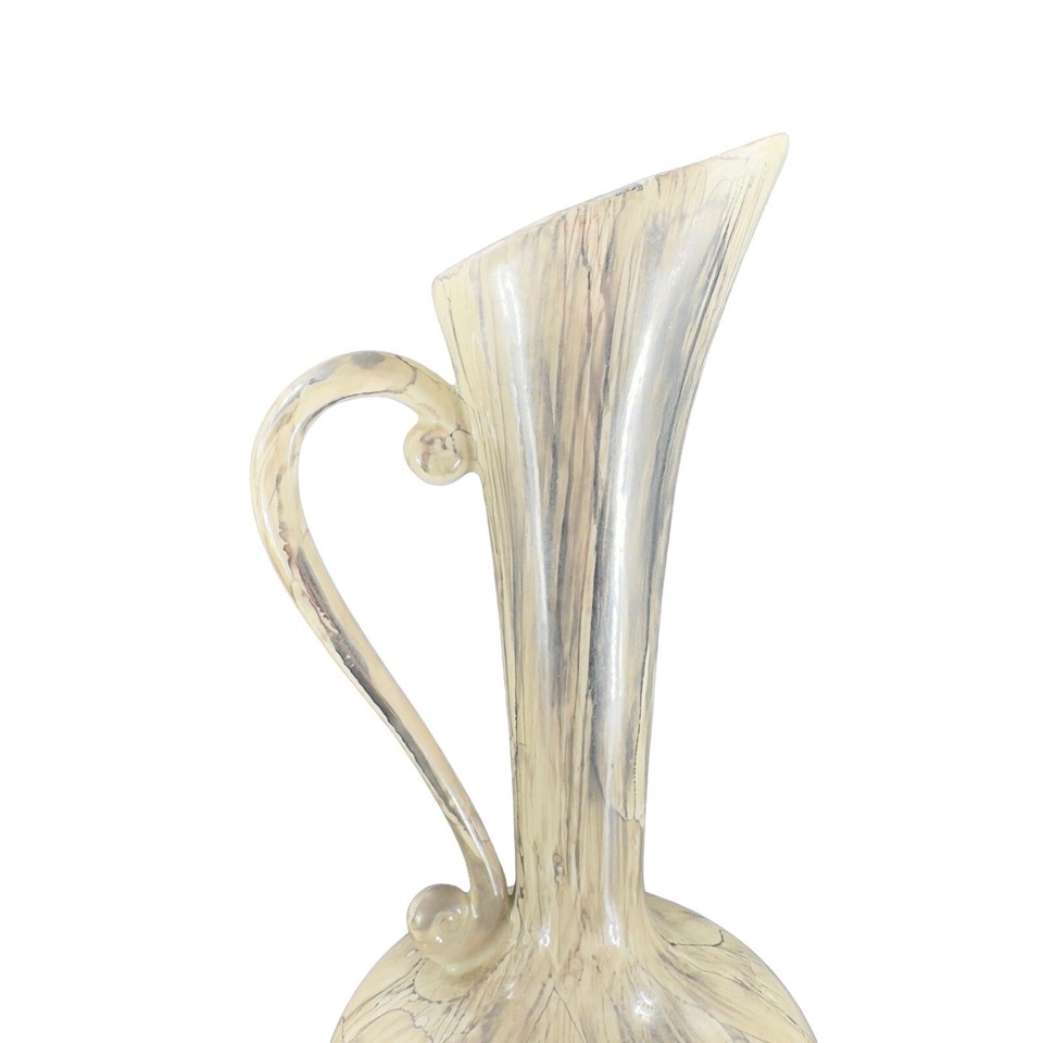 Mid Century Ceramic Large Jug Vase W Handle Hand Painted Brushed Glaze ...