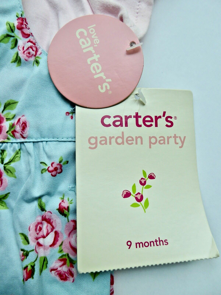 NWT Vintage Carter's 2 pc Baby Girl Outfit GARDEN PARTY Overall Set NEW ...