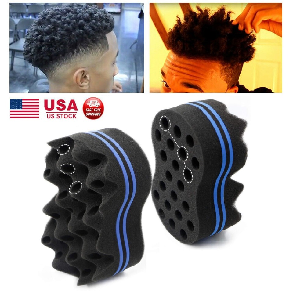 2×Hair Brush Sponge Brushes Afro Coil Wave Dread Sponge Tools Double ...