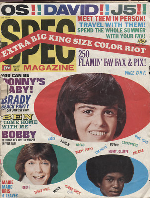 16 Spec Magazine August 1972 Bobby Sherman David Cassidy Donny Osmond ...