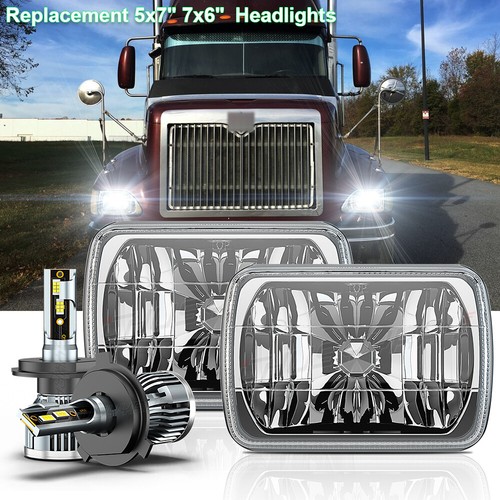 Pair 5X7 7x6inch LED headlights Hi-Lo Beam For International IHC 9200 ...