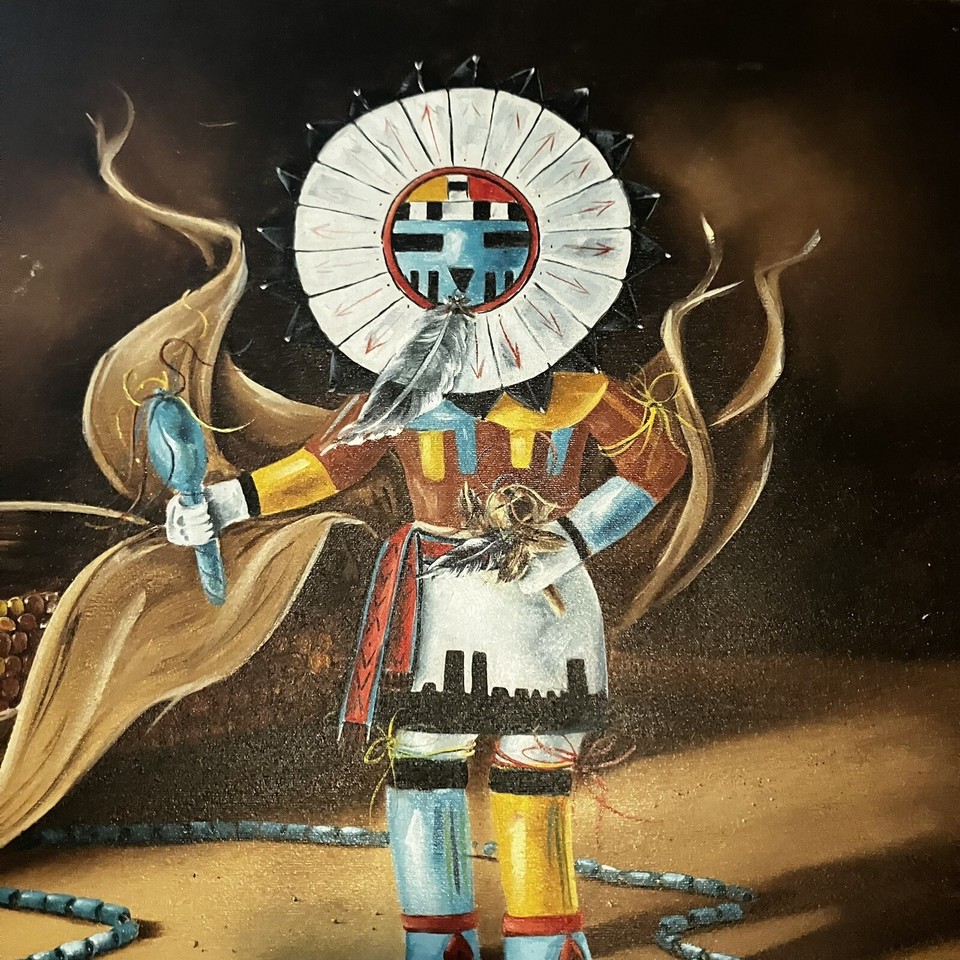 Hopi Dawa Sun Kachina Native American Oil Painting 24 X 18 Vintage Art ...