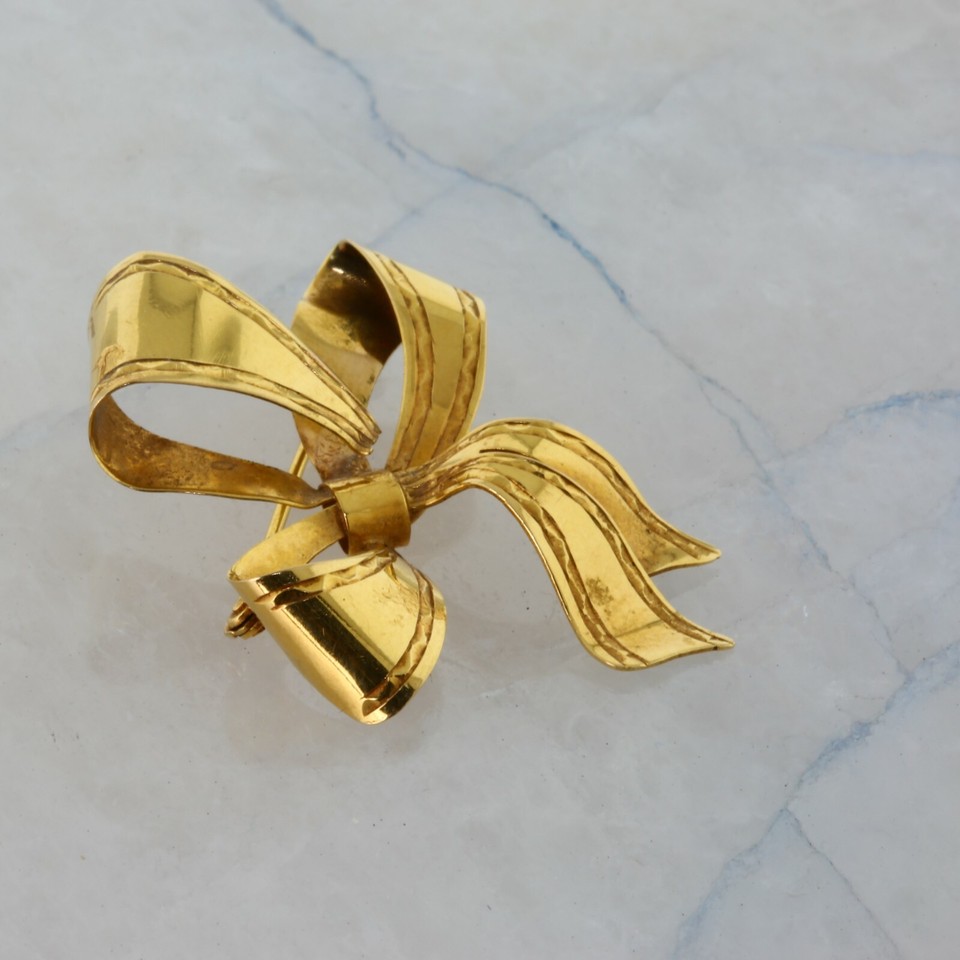 Vintage 18K Yellow Gold Swedish Bow Pin Circa 1950 * | eBay