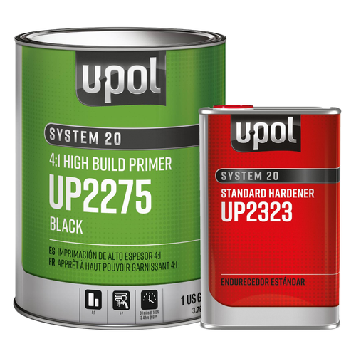 U-POL 2275 National Rule Black High Build Primer Kit Standard Hardener ...
