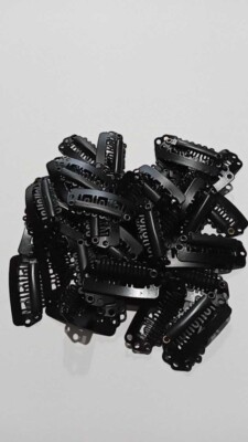 48 SMALL BLACK HAIR EXTENSION CLIPS FOR WIGS,WEFTS,HAIR PIECES W ...