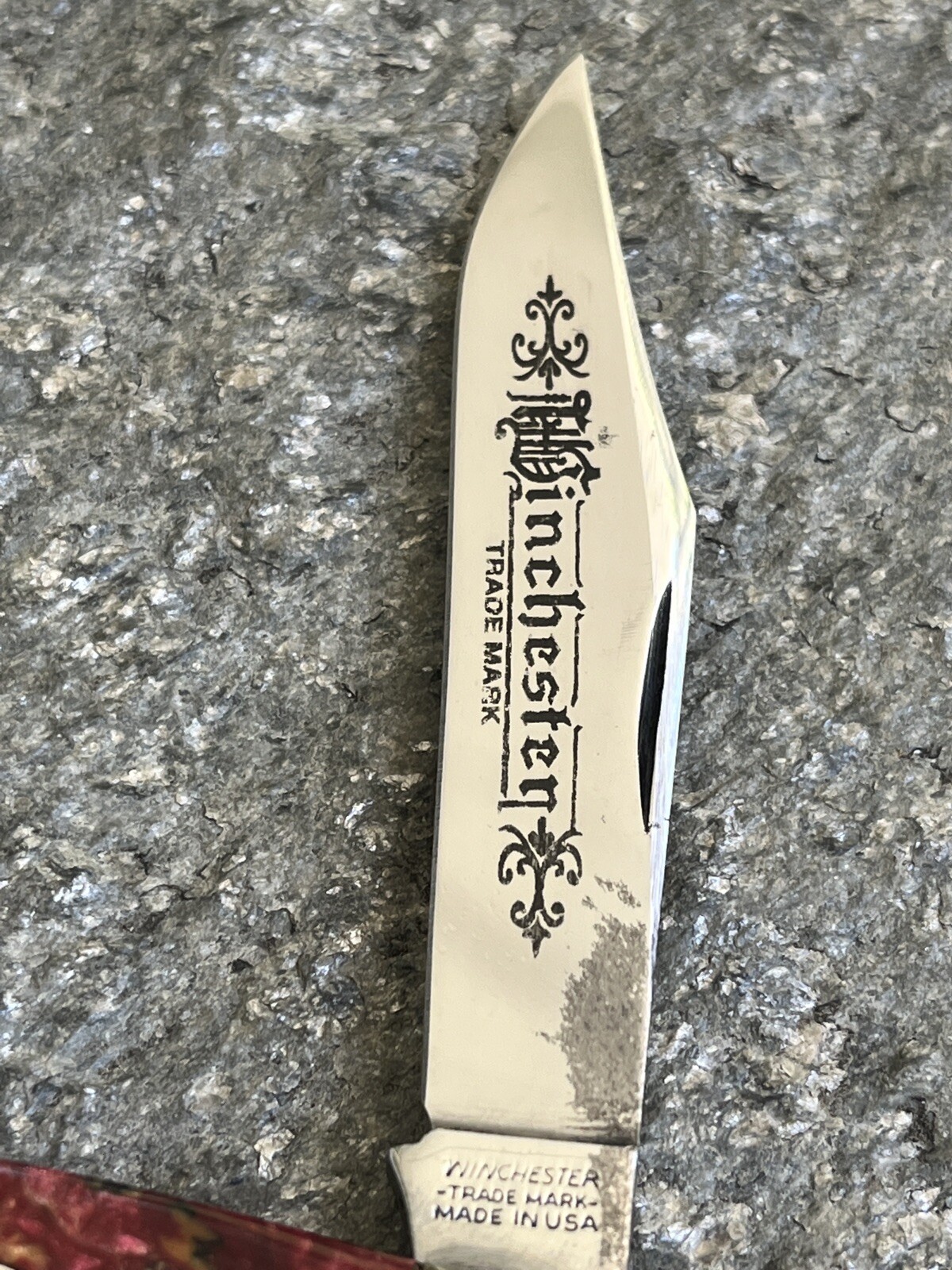 WINCHESTER USA W15 3907 1993 3 BLADE 3 7/8" CRANBERRY GOLD SWIRL KNIFE ...