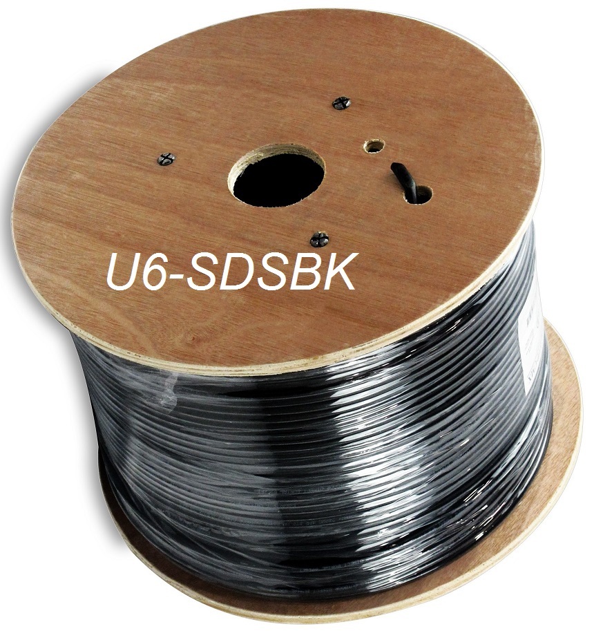 1000ft CAT6e Shielded RJ45 FTP Solid Pure Copper Black Ethernet Bulk ...