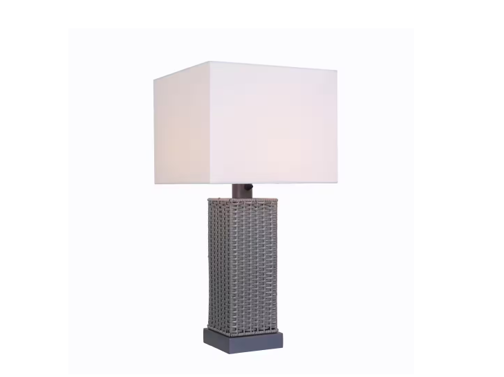 Gray white shade box outdoor or Indoor Square Table light Lamp 27.5 in ...
