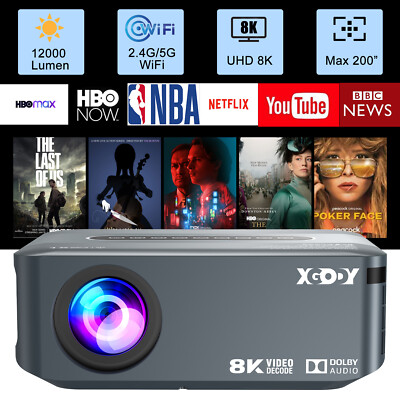 12000 Lumen Projector HD 8K 5G WiFi Bluetooth Mini Portable USB LED ...