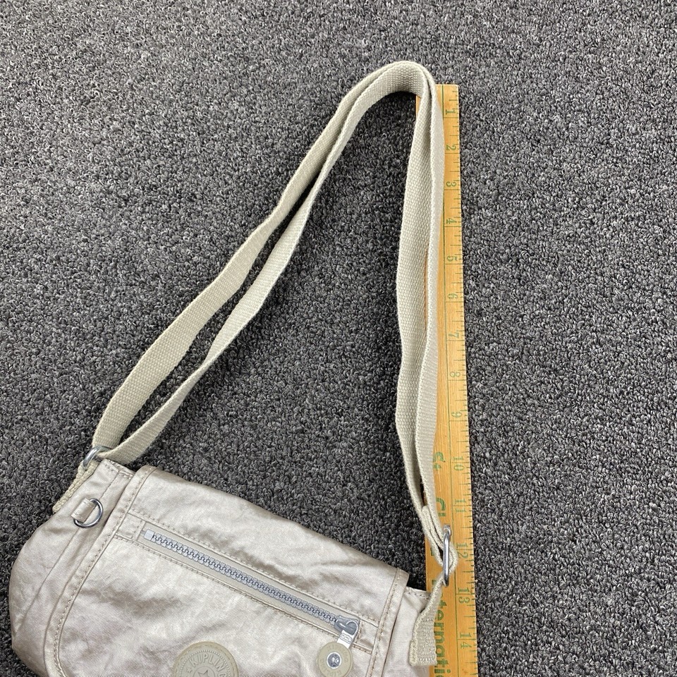 Kipling Shoulder Bag Purse Adjustable HTF Metallic Silver Small Handbag ...