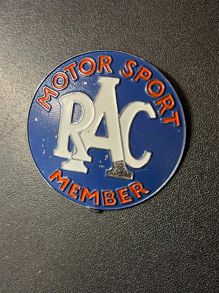 RARE VINTAGE RAC MOTOR SPORT MEMBER CAR BADGE INSERT - FREE POSTAGE ...