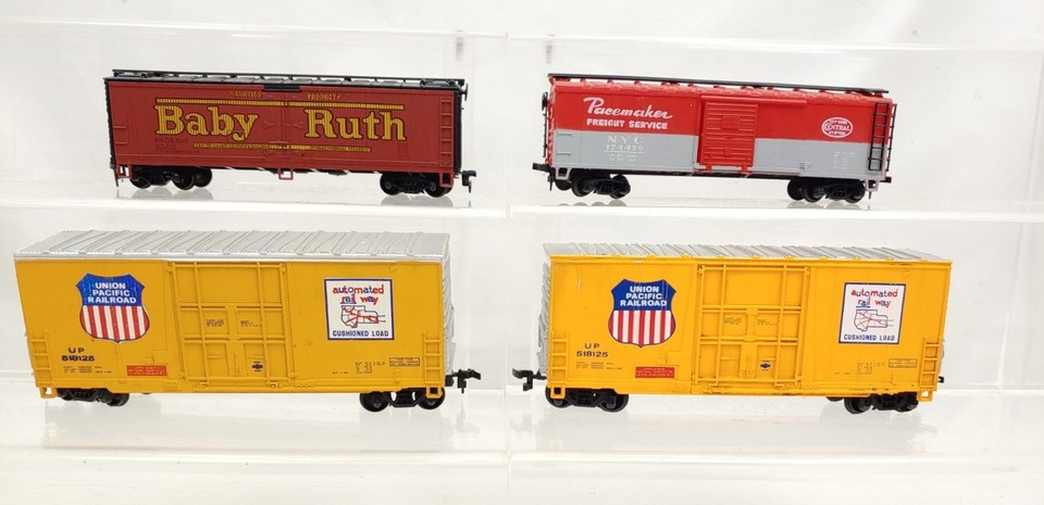 4 HO Gauge Model Train Boxcars w/ Weights Inside Nice Custom Freight ...