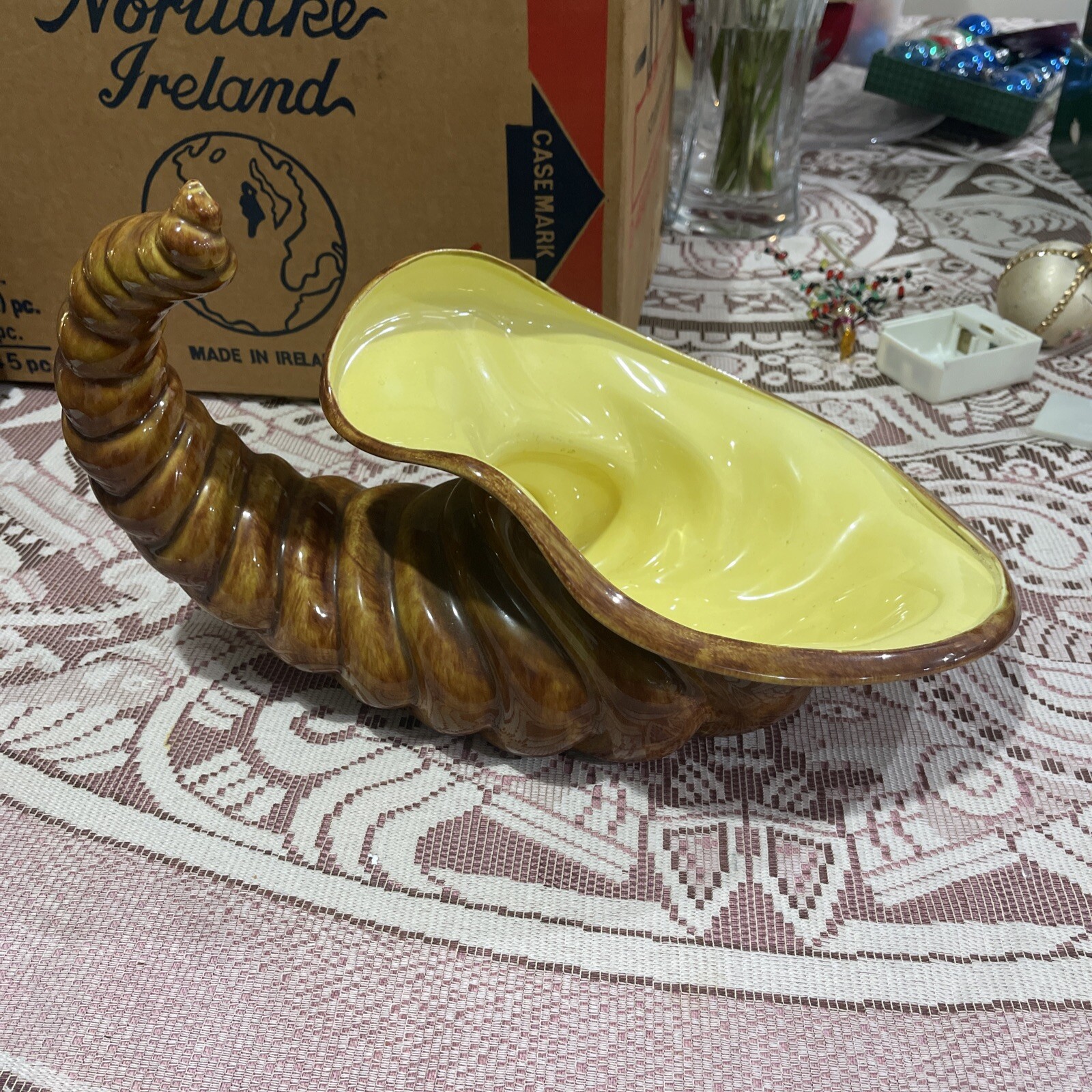 Vintage Atlantic Mold Ceramic Cornucopia Horn of Plenty Thanksgiving | eBay
