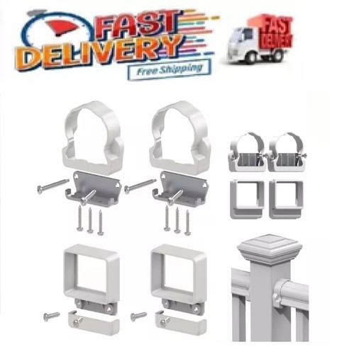 White Vinyl Rail Line Bracket Kit, Veranda Traditional Railing Bracket ...