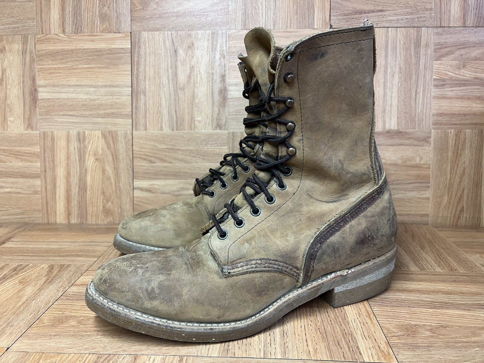 VTG🔥 Red Wing Tall Combat Military Men's Brown Leath… - Gem