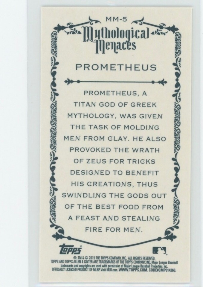 Prometheus - 2015 Topps Allen & Ginters Mini Parallel #MM-5 - Greek ...