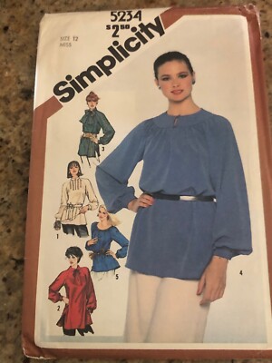 🌼 1981 SIMPLICITY #5234 - LADIES ( 5 STYLE ) PULLOVER TUNIC PATTERN 12 ...