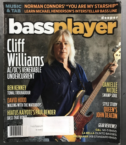 BASS PLAYER MAGAZINE-AUG 2015-CLIFF WILLIAMS-BEN KENNEY-DAVID HOOD-JOHN ...