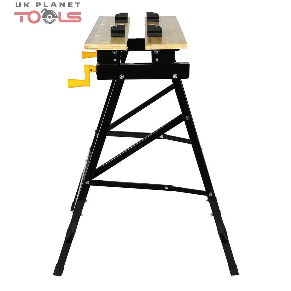 Folding Trestle Bamboo Work Bench Portable Heavy Duty Foldable Table ...