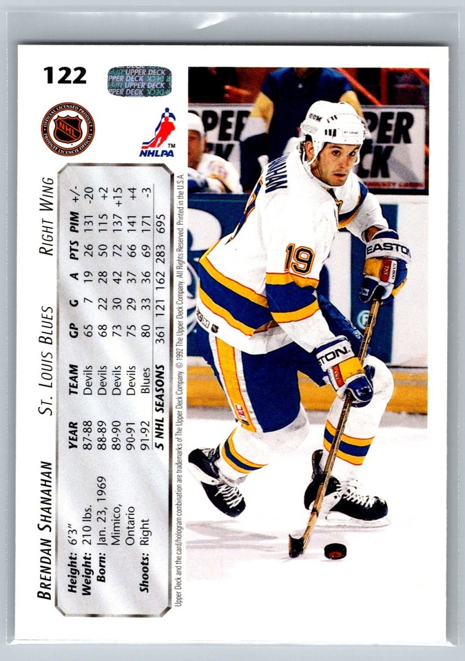 Brendan Shanahan 1992-93 Upper Deck HOCKEY #122 St. Louis Blues HOF | eBay
