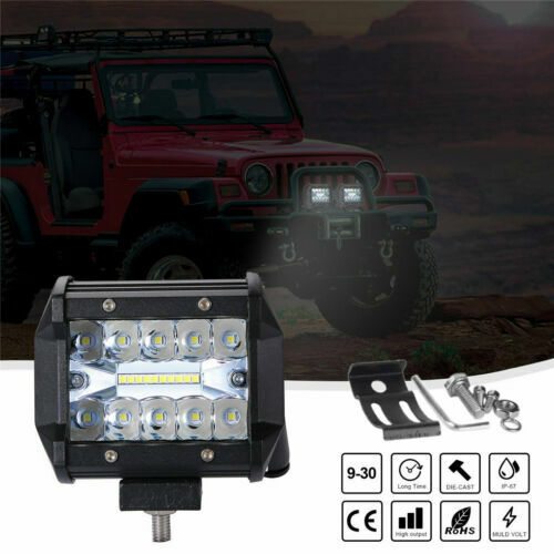 2x 4" 120W 12000LM LED Auto Offroad Spot Flood Light Bars SUV ATV Boat ...