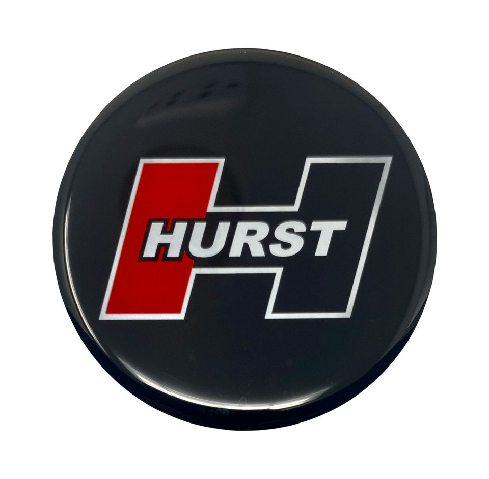 HURST shifter logo Wheel emblems Red Chrome & Black for flat surface ...